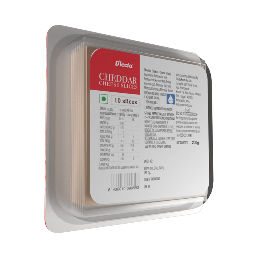 D'lecta Natural Cheddar Cheese Slices 200 g | Buy Online