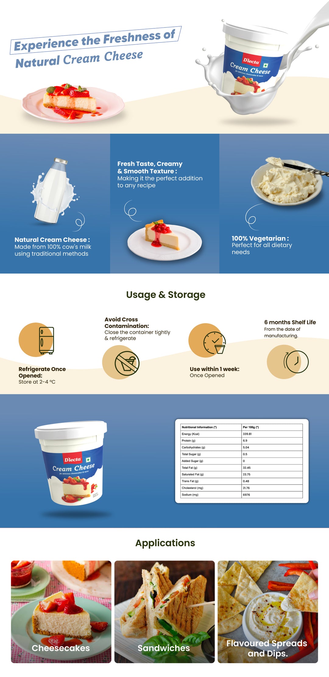 Cream Cheese 1 kg | Buy Online - D'lecta