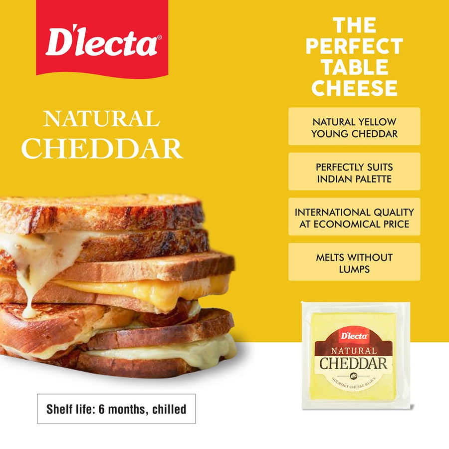 D'lecta Natural Cheddar Cheese Block 200 g | Buy Online